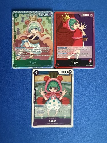 Sugar One Piece TCG 3-card lot OP04 Super Rare & OP10 Leader/Rare ...