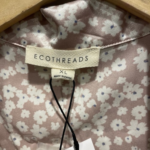 NWT Ecothreads Satin Button-Up Blouse Short Sleeve Shirt Pajama Floral Pink XL | eBay