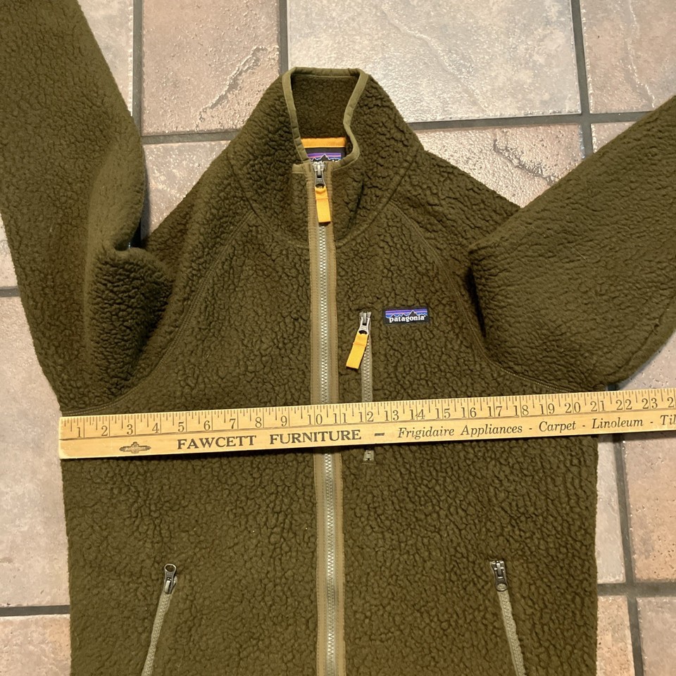 VTG PATAGONIA MILITARY GREEN ORANGE FULL ZIP DEEP PILE SHERPA JACKET ...