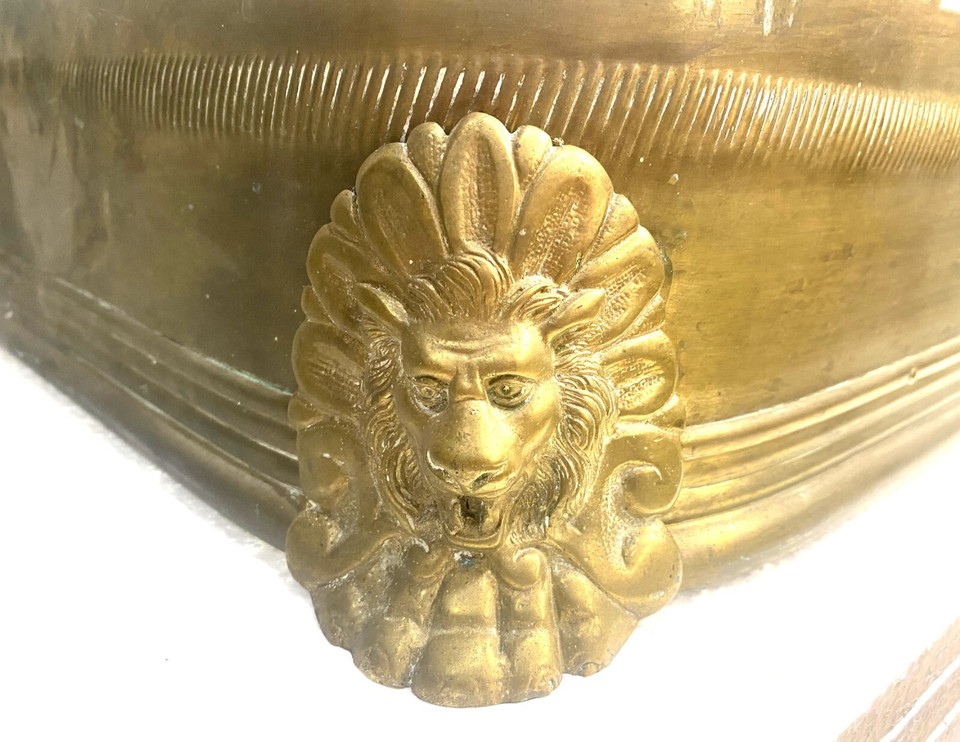 Antique English England Edwardian 1890 Lions Head Pierced Brass ...