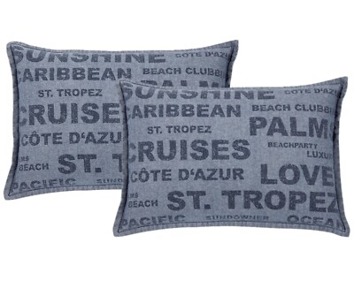 Pack of 2 Denim Sunshine Wording Cushion Cover Cruises Caribbean Love ...