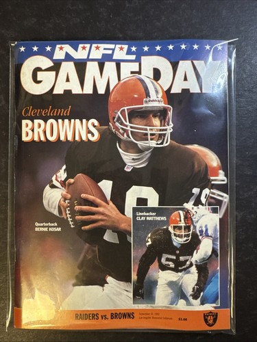 NFL GAMEDAY Magazine PROGRAM• SEP 20, 1992 • RAIDERS vs. BROWNS • Kozar ...