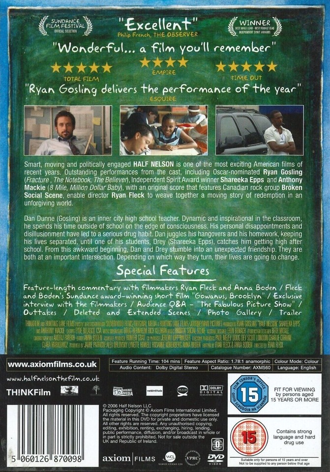 Half Nelson (2006) DVD, Ryan Gosling, Anthony Mackie, Shareeka Epps ...