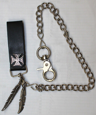 Iron Cross Leather Wallet Chain - Biker Motorcycle Wallet Chain ...