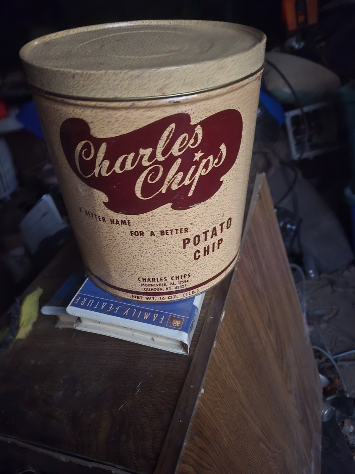 Charles Charlie Chips Large Vintage 16 oz Potato Chip Metal Tin Can | eBay