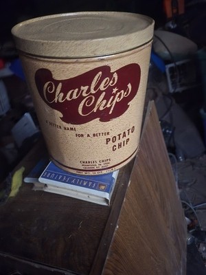 Charles Charlie Chips Large Vintage 16 oz Potato Chip Metal Tin Can | eBay