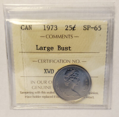 1973 **LARGE BUST** - CANADA 25 CENT - SP65 - **RARE VARIETY** QUARTER ...