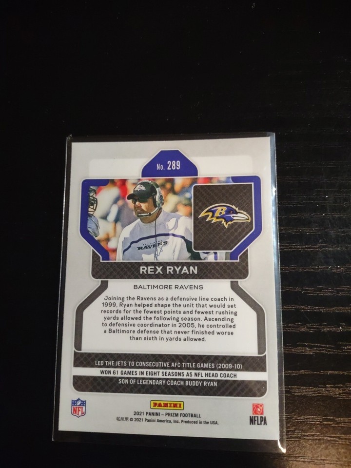 2021 Prizm Football #289 Rex Ryan Prizm Rookie Card RC Ravens | eBay