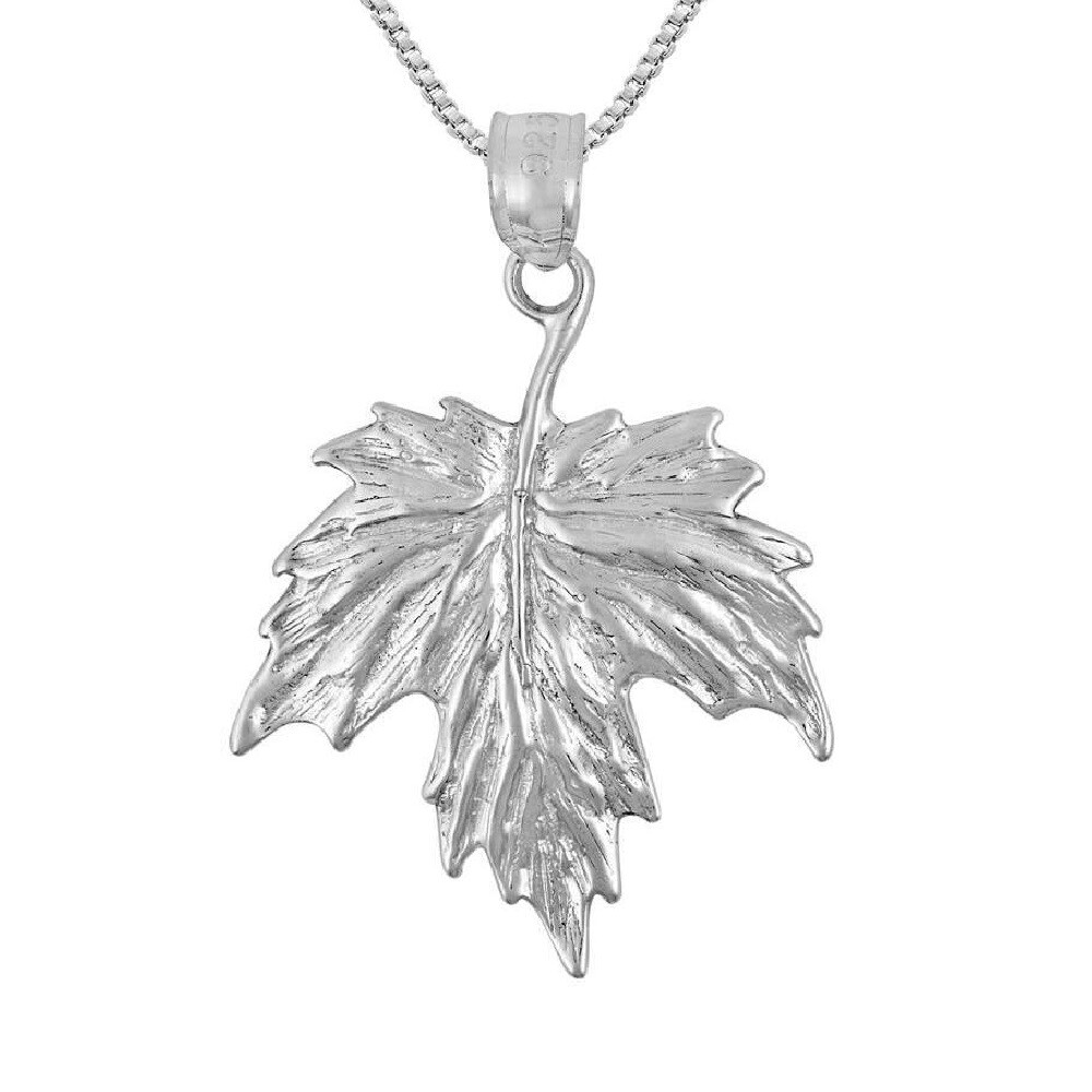Sterling Silver Maple Leaf Pendant / Charm, Made in USA, Italian Box ...