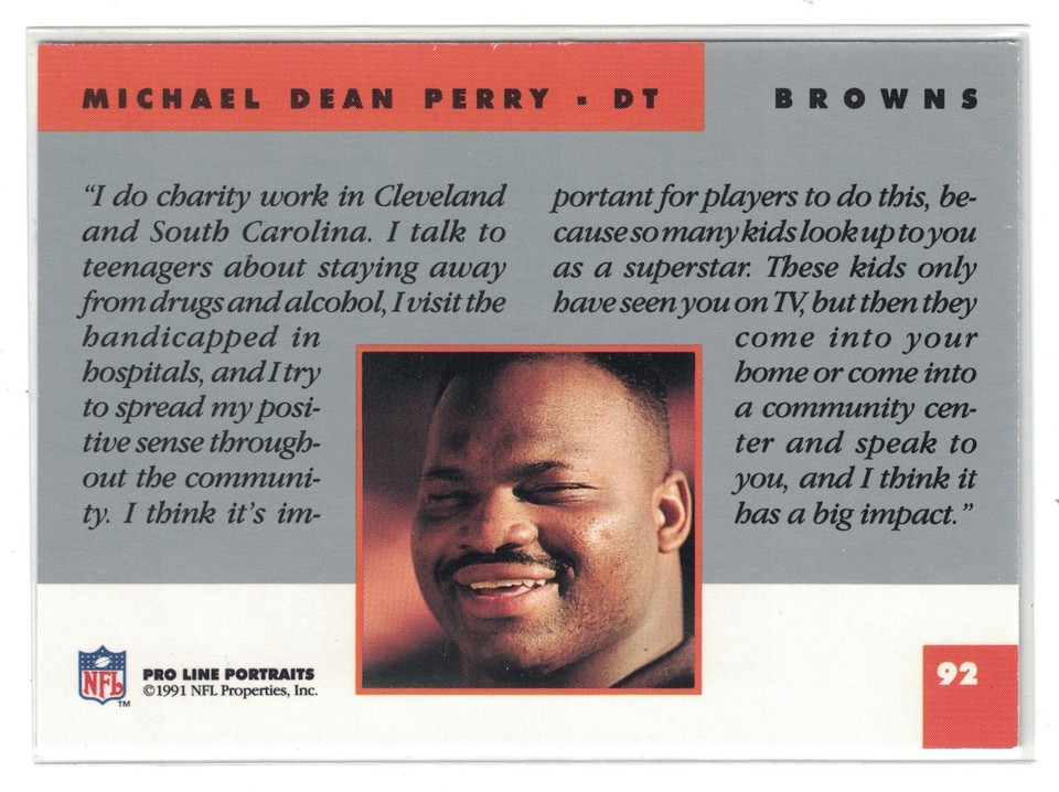 1991 NFL Pro Line Portraits Michael Dean Perry #92 | eBay