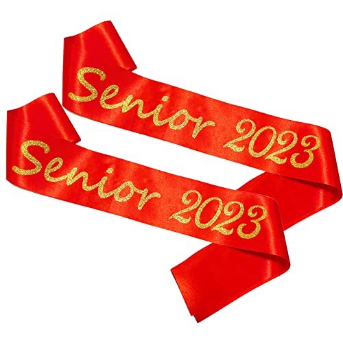 Senior Sash 2023 Red 2PCS Graduation Sash with Gold Glitter Letter ...