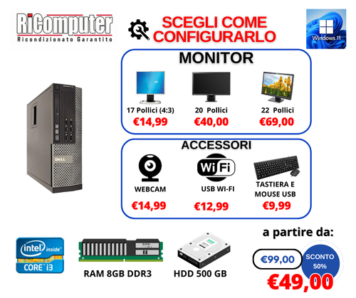 PC I3 RAM 8GB HDD 500GB CONFIGURABILE | eBay