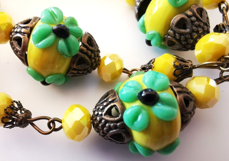 VINTAGE 1950s ITALIAN MURANO VENETIAN LAMPWORK GLASS BEADS NECKLACE | eBay