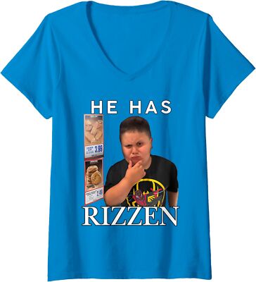 He Has Rizzen Rizzler Comedy Meme Present Guys Gift Ladies' V-Neck ...