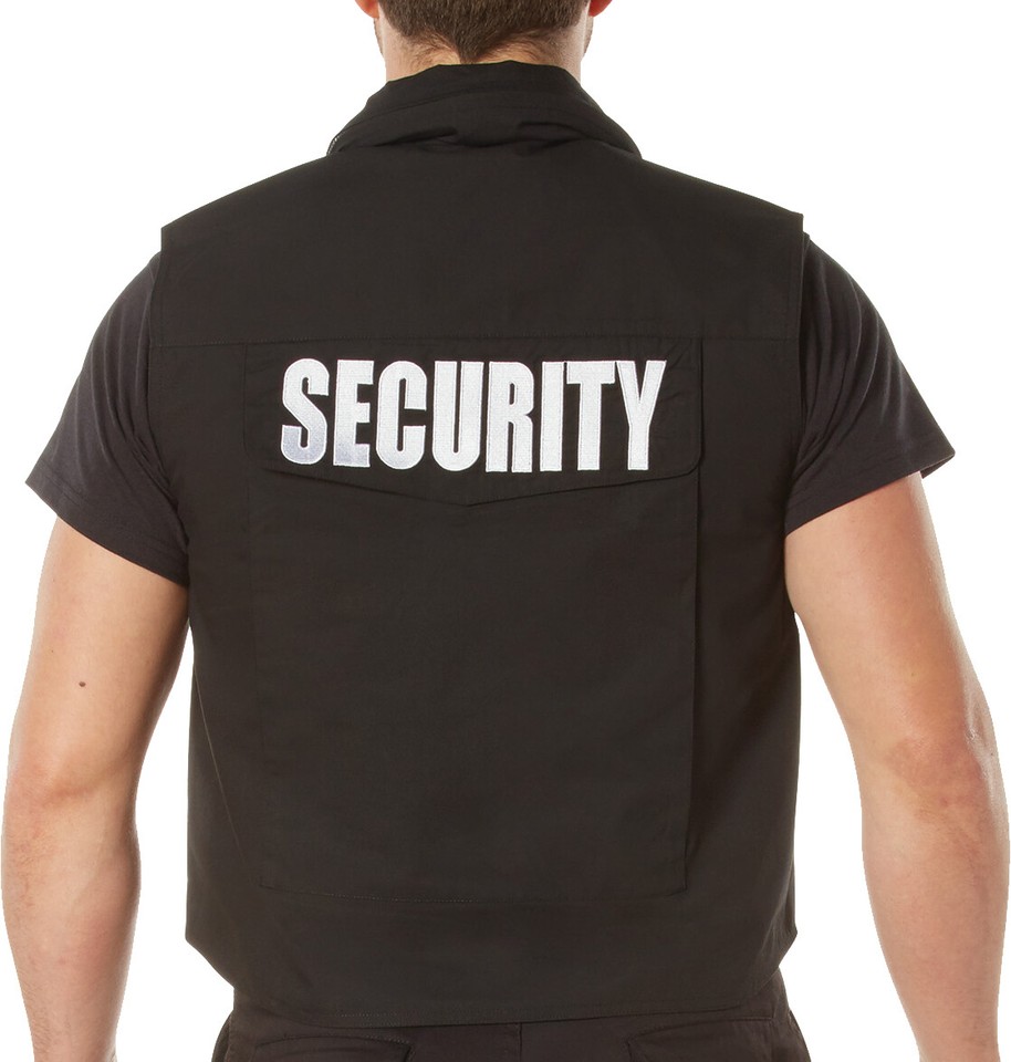 Black SECURITY Officer Guard Ranger Vest Tactical Double Sided Vest ...