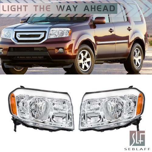 For 2009-2011 Honda Pilot Halogen Chrome Headlights Assembly Left+Right ...