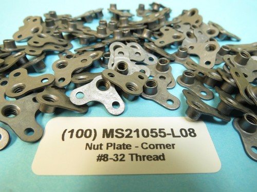 (100) #8-32 Corner Nut Plate Aircraft Aerospace Military Standards ...