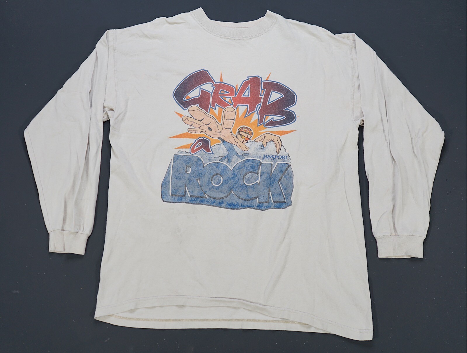 Rare Vintage JANSPORT Grab A Rock Graphic Long Sleeve… - Gem