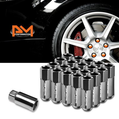 M12X1.25 Gunmetal JDM Open-End Acorn Wheel Lug Nut+Extension 25mmx60mm ...