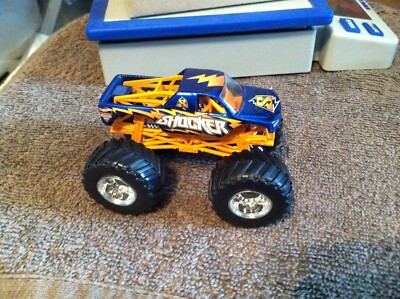 Monster Jam SHOCKER ORANGE BLUE Silver Rims Hot Wheels 1/64 scale | eBay