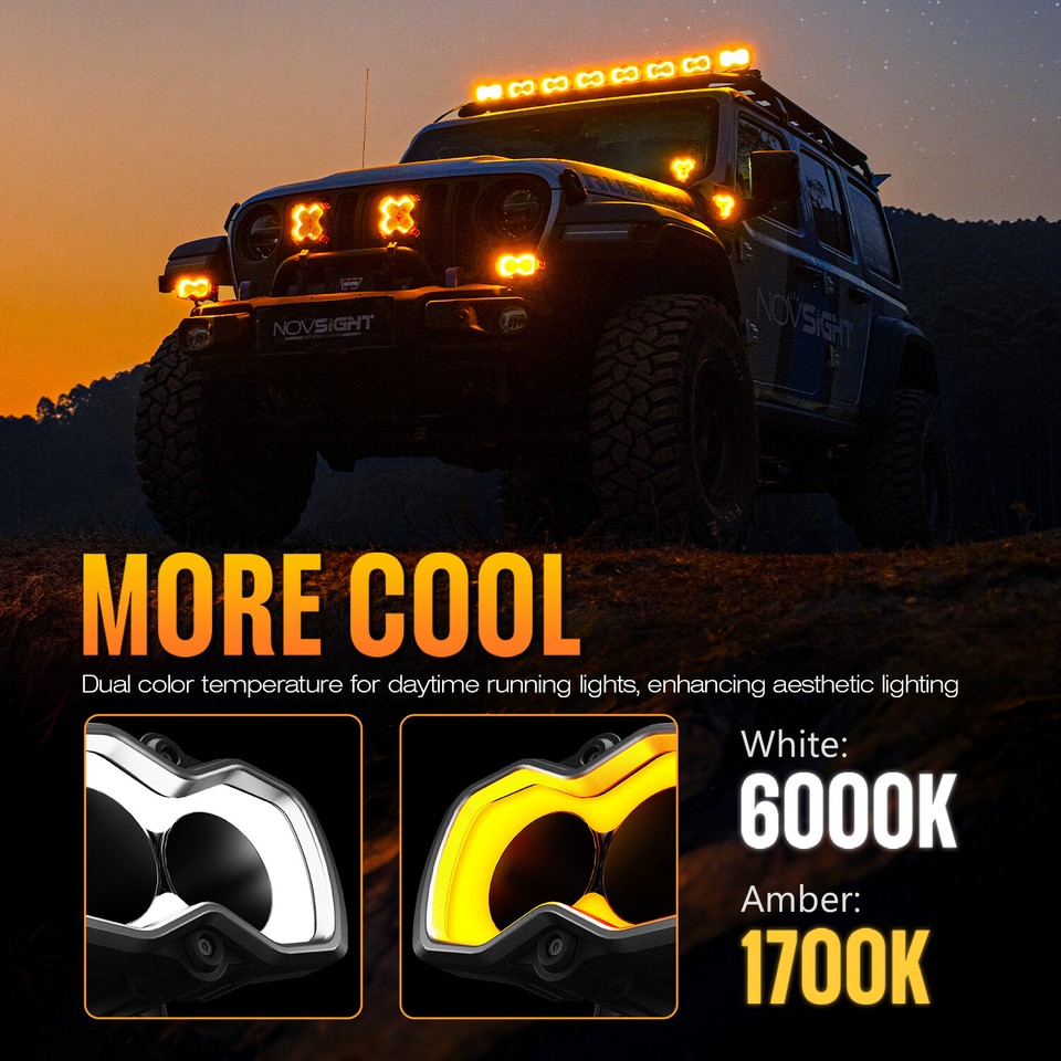 Novsight HALO Series 4.5" LED Light Pods with DRL 35W Twin Light Kit ...