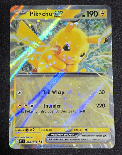 Pokemon TCG Prismatic Evolutions Pikachu EX Holo Rare Stars 028/131 | eBay