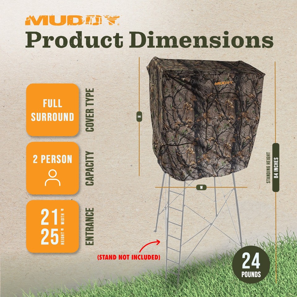 Muddy Steel 7 Ft Quad Pod Blind Kit Roof Enclosure w/ 4 Zippered ...