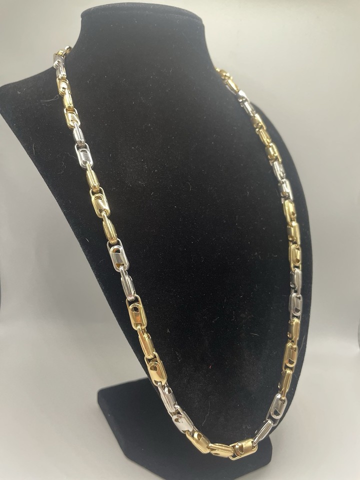 14k Two Tone Italian Fetter Link Chain | eBay