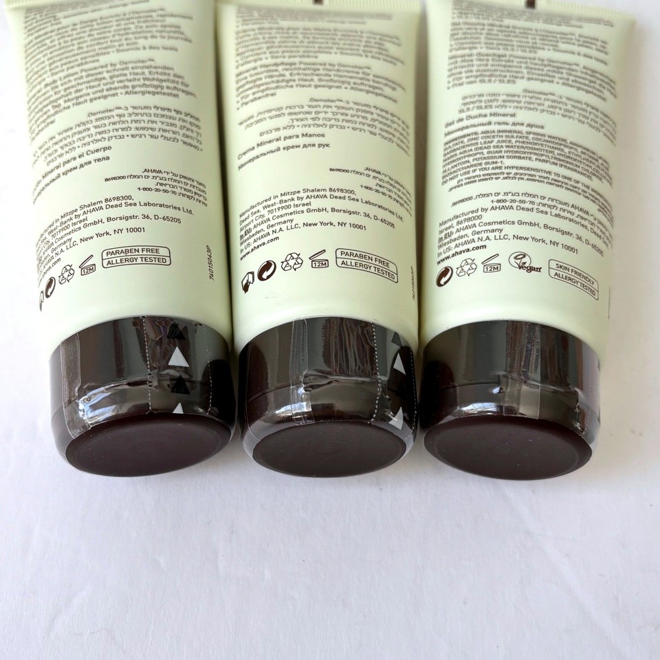 AHAVA Dead Sea Water Set Mineral Body Lotion Hand Cream Shower Gel 3.4 ...