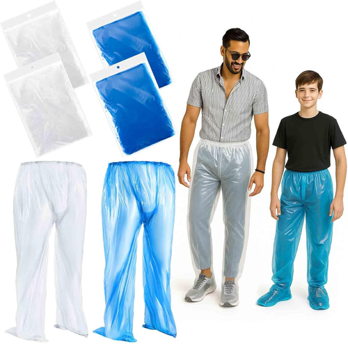 8 Pcs Disposable Rain Pants with Shoe Boot Waterproof Long Pant Boot ...