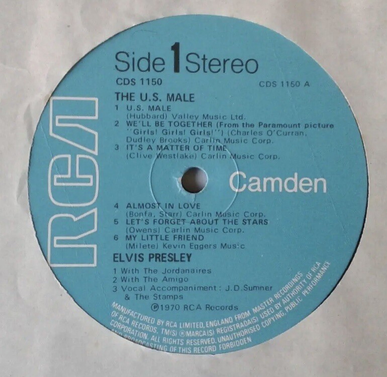 ELVIS PRESLEY THE U.S. MALE LP CAMDEN NO RCA 1975 UK FIRST PRESS VINYL ...