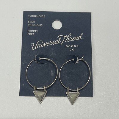 Universal Thread Goods Co. Hoop Triangle Earrings White & Silver ...