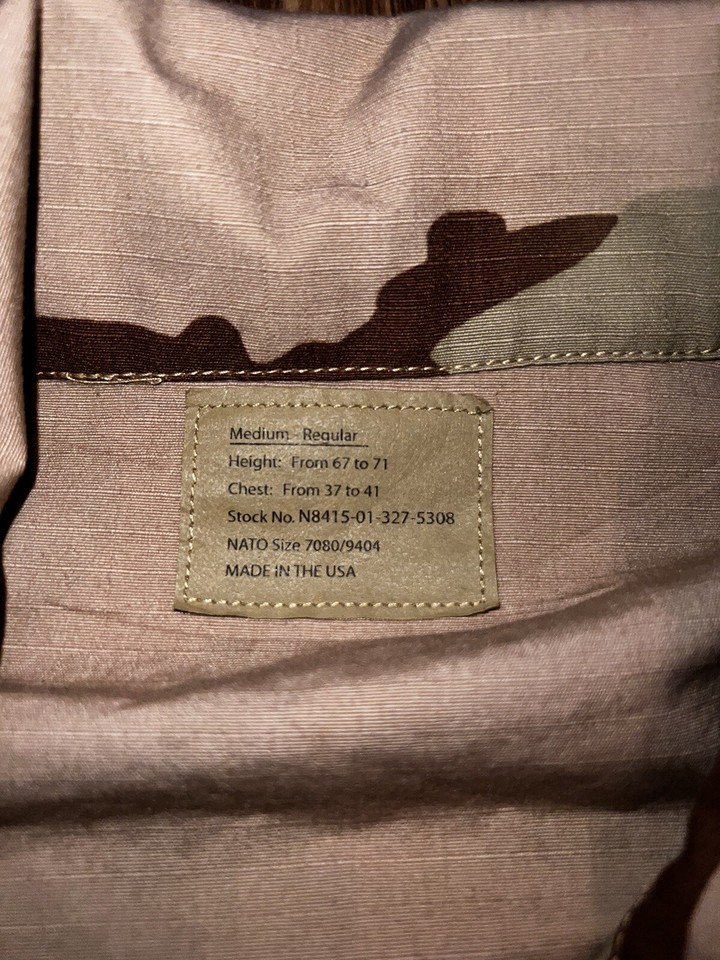 DCU BDU Shirt Coat Desert Tri-Color Camo Military Combat Hot - Medium ...