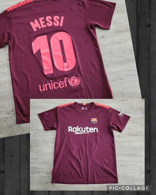 FC BARCELONA #10 Lionel Messi Futbol Soccer RAKUTEN UNICEF Sz M Soccer ...