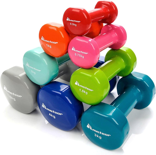 METEOR Dumbbells Anti-Slip Vinyl Dumbbell Soft Touch Gel Grip Hand ...