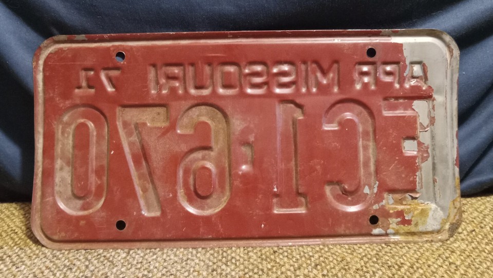 Vintage Missouri 1971 License Plate - # EC1 670 - April Registration | eBay