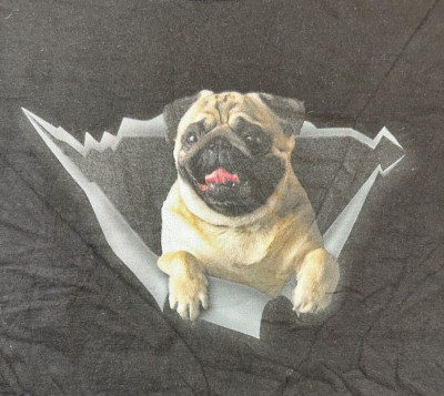 Mens T Shirt Tee Beefy Hanes Black 2XLT Pug Graphic Ripping Through T ...