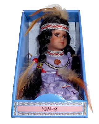 6" Native American/Indian Princess Porcelain Doll, Soft Purple | eBay