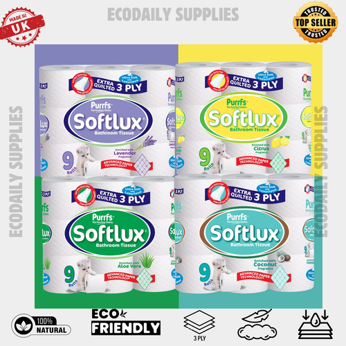 90/45 Softlux 3Ply Toilet Rolls Tissue Quilted AlOEVERA/LAVENDER/COCONUT/CITRUS | eBay UK