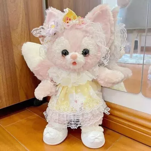 40cm LinaBell Plush Toy Pink Fox with Yellow Crown Lace Dress Doll ...