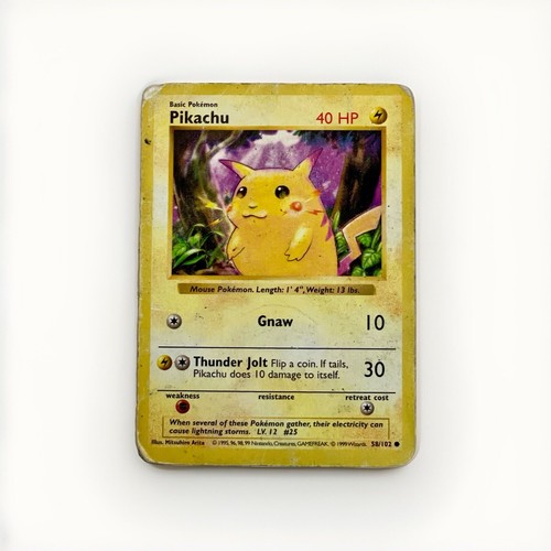 1999 Pikachu Red Cheeks Gnaw Pokemon Shadowless Card 58/102 40 HP -Rare ...