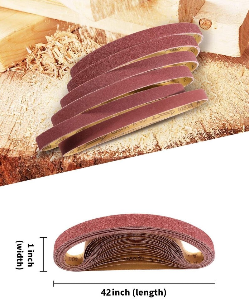 12PCS 1x42 inch Sanding Belts 60 80 120 150 240 400 Grit Sander ...