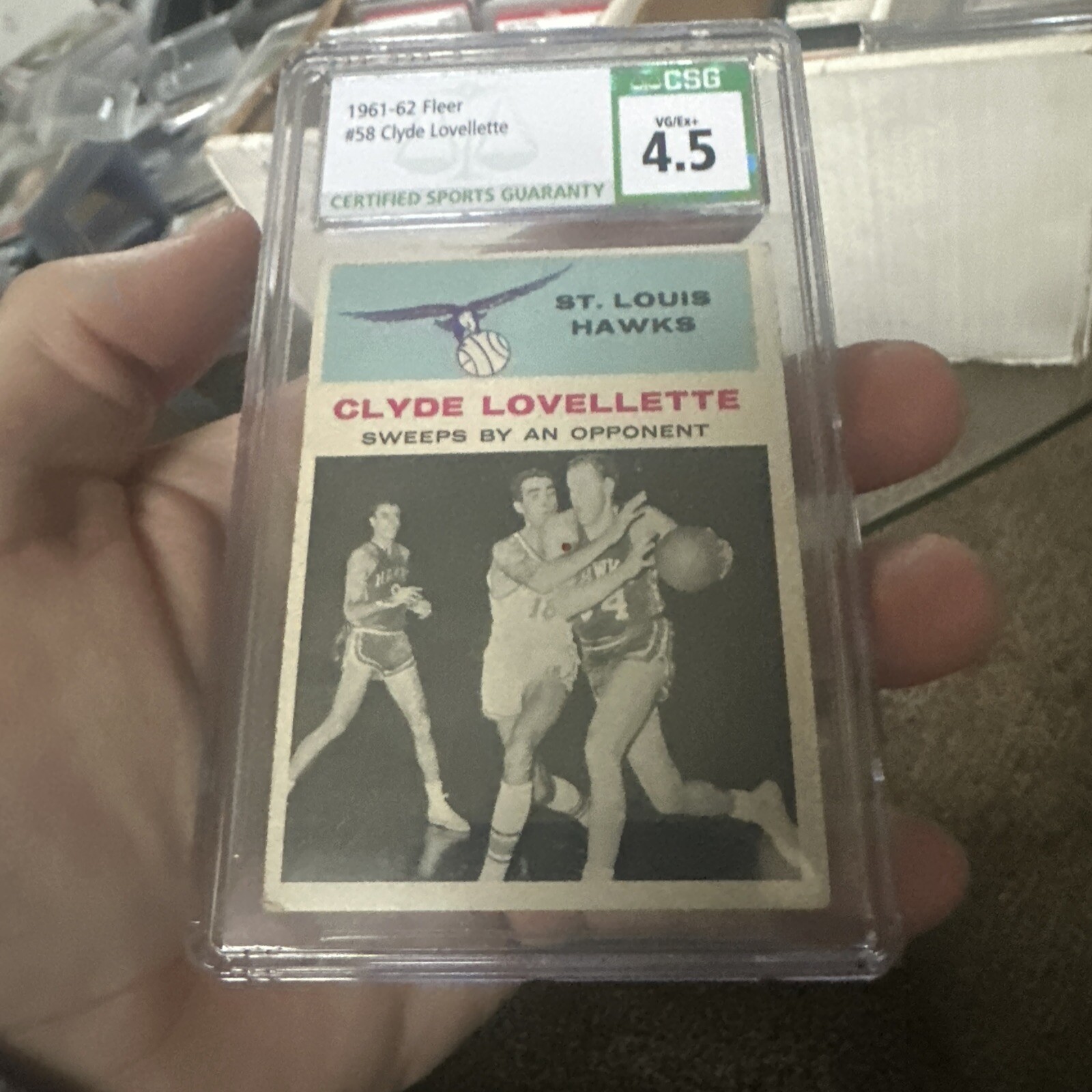 Clyde Lovellette #58 CSG 4.5 VG/EX 1961-62 Fleer In Action St. Louis ...