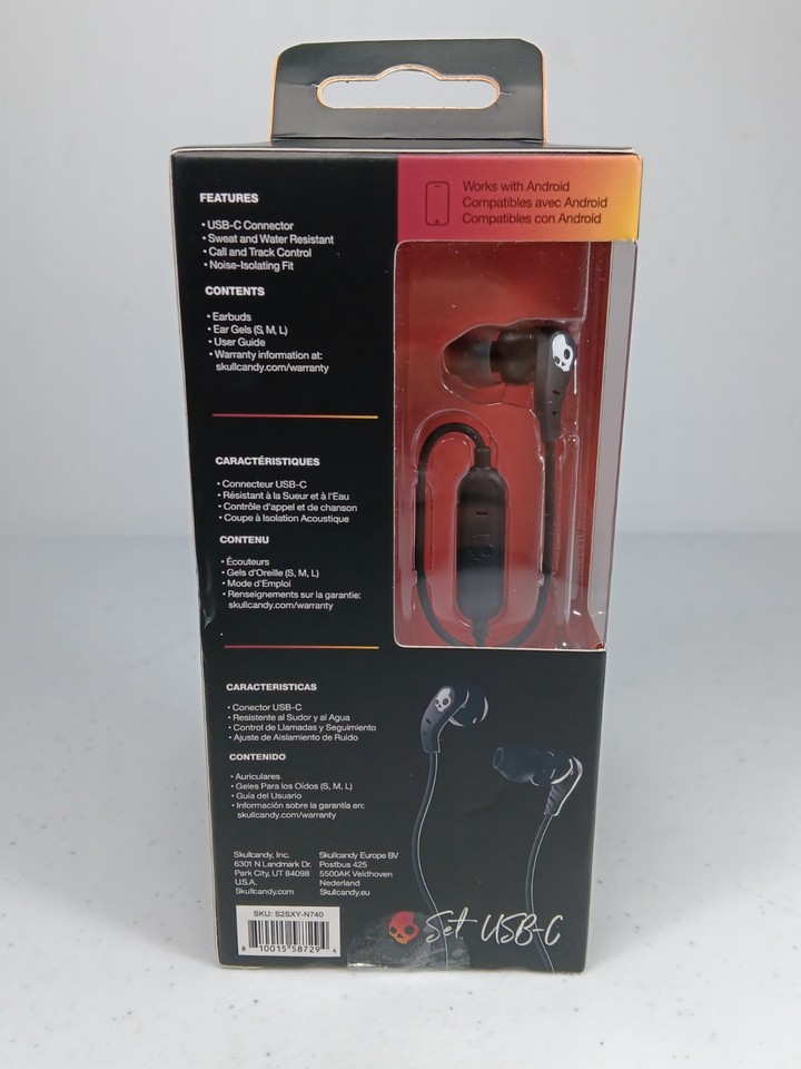 Skullcandy Set USB-C Wired In-Ear Headphones True Black S2SXY-N740 New ...