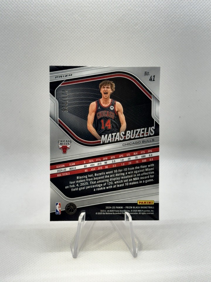 2024-25 Panini Prizm Black Matas Buzelis BASKETBALL PARALLEL Rookie ...