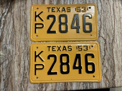 1953 Antique Texas Pair License Plates | eBay