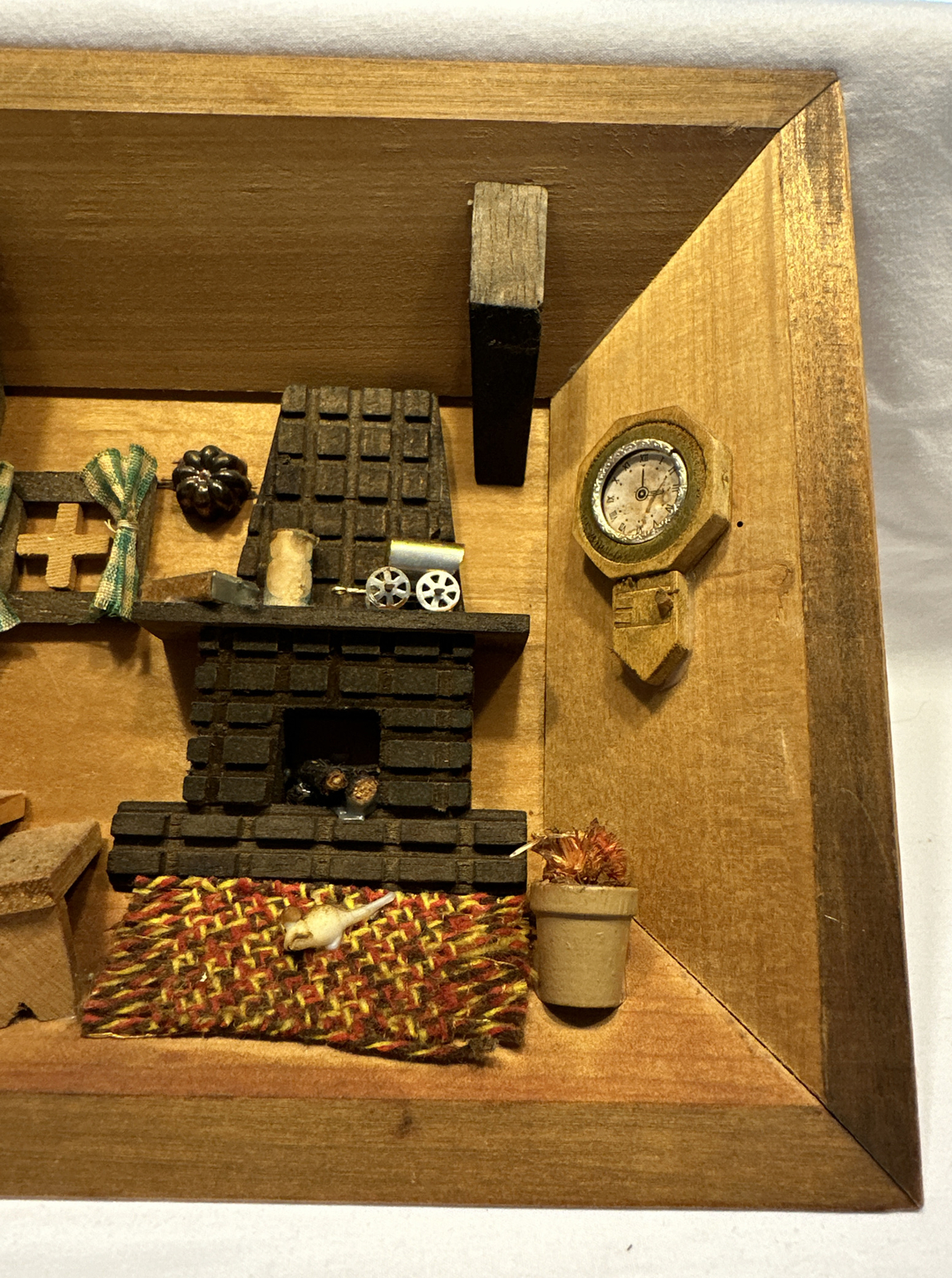 Vintage Wooden Wall Hanging Diorama Shadow Box 3D Kitchen Scene 11x8 ...