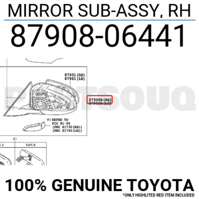 8790806441 Genuine Toyota MIRROR SUB-ASSY, RH 87908-06441 | eBay