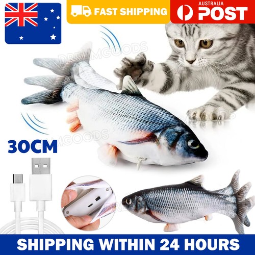 Electric Dancing Fish Kicker Cat Toy Wagging Realistic Moves USB ...