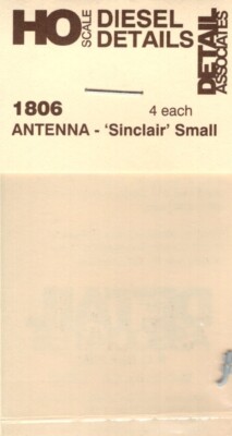 HO Scale Detail Associates 1806 Antenna - 'Sinclair' Small 4 Each | eBay